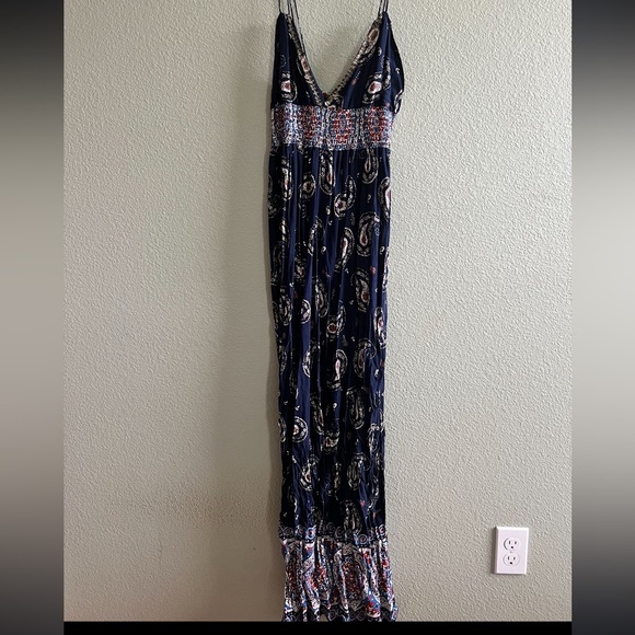 Dresses | Blue Pattern Dress With Straps | Poshmark